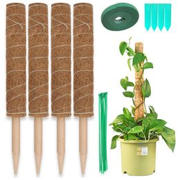 4 Stück 40cm Pflanzstab Kokos Moosstab Rankhilfe für Garten Kletterpflanze Zimmerpflanzen Pflanzenunterstützung Kokosstab Verlängerung - VINGO
