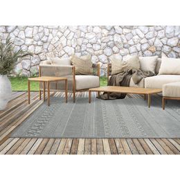 the carpet - Calgary In- & Outdoor Teppich Flachgewebe, Modernes Design, Trendige Farben, Superflach, uv- und Witterungsbeständig, Grau-Uni, 120 x