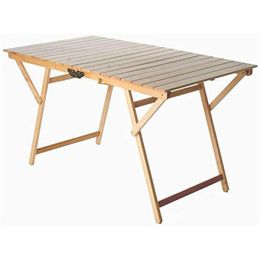 OKAFFAREFATTO Zusammenklappbarer, platzsparender Picknicktisch aus Naturholz 70 x 140 cm