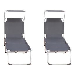 Concept-usine - Set von 2 schwarzen Liegestühlen mit Sonnenschutz palopo - Schwarz
