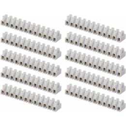 10er Pack Lüsterklemme für 1 mm² - 4 mm² Draht, 10x Riegel mit 12 Stück, 450 V/32 a, weiß, A4001 - EMOS
