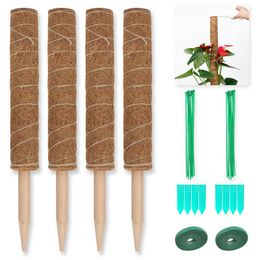 4 Stück 40cm Pflanzstab Kokos Moosstab Rankhilfe für Garten Kletterpflanze Zimmerpflanzen Pflanzenunterstützung Kokosstab Verlängerung