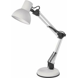 Design Schreibtischlampe mit Gelenkarm lucas, E27-Fassung, Metall Nachttischlampe mit Netzkabel, weiß, Z7609W - EMOS