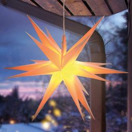 Solar Adventsstern 3D led Weihnachtsstern aus Kunststoff hängend für außen beleuchtet einstellbar weiß oder bernsteinfarben Esotec 102573