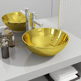 Waschbecken, Aufsatzwaschbecken, Waschschale,Waschtisch Spülbecken Premium 32,5 x 14 cm Keramik Golden JSHD810625 MAISONCHIC