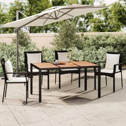 Gartentisch,Terrassentisch,Gartenmöbel mit Holzplatte Schwarz Poly Rattan & Akazienholz VMEC266352 MAISONCHIC