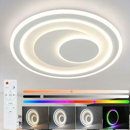 ZMH - Deckenlampe led Dimmbar Deckenleuchte: 50CM Weiß Wohnzimmerlampe rgb Acryl Schlafzimmerlampe Modern Rund Küchenlampe Design Bürolampe mit