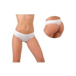 Meditrade GmbH 2ER PACK JADEA TANGA-SLIPS MIT SPITZENBESATZ S Weiß - Weiß