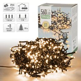 ECD Germany Led Cluster Lichterkette 11m mit 560 LEDs Warmweiß, 3m Stromkabel, IP44, Clusterlichterkette Büschellichterkette für Weihnachten Weihnachtsbaum