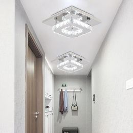 Axhup - 2 Stück Deckenleuchte aus Kristall, Deckenlampe aus Edelstahl, LED-Deckenleuchte 12W für Wohnzimmer, Flur, Schlafzimmer