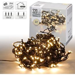 ECD Germany Led Lichterkette 24m mit 320 LEDs Warmweiß, Strombetrieben, IP44 Wasserdicht, Beleuchtung für Innen & Außen, Weihnachtsbeleuchtung Weihnachtsbaum