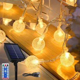 Solar Lichterkette aussen 10m 80LEDs Lichternetz Warmweiß Lichterkettennetz mit 8 Leuchtmodi Speicherfunktion & Timer & usb & Transparent Lichtlinie