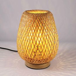 Comely - Tischlampe im gewebten Bambus mit perfektem Design -Lampenschirm für Schlafzimmer Esszimmer und Wohnzimmer 1828 cm (Glühbirne nicht