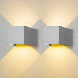 2 Stück led Wandlampe Innen- und Außenbereich, Modernes Up Down Wandleuchte für Schlafzimmer und Wohnzimmer (Sandgrau, 12W, Warmweiß 3000K) - Comely