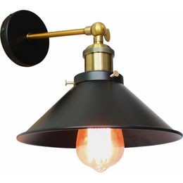 Retro Industrial Wandleuchte Metall E27 Kreative Bar Restaurant Gang Dekoration Wandlampe Ø260mm Schwarz - Schwarz