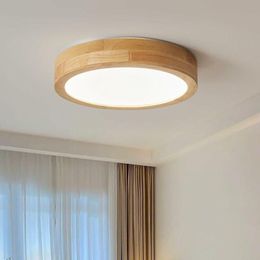 Wottes - led Deckenlampe Runde Holz Deckenleuchte für Wohnzimmer Küche Kinderzimmer Ø30cm Neutrales Licht