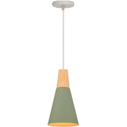 Wottes - Modern Pendelleuchte Metall Holz Hängeleuchte Dunkelgrün für Esstisch Wohnzimmer Schlafzimmer Küche
