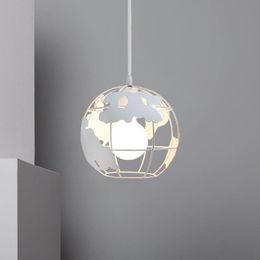 Pendelleuchte Vintage, Stil-Industri Hängeleuchten im Ø20 cm Globus Design, Decken Lampe Kugel E27 für Wohnzimmer Esszimmer Flur Weiß - 1PCS