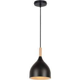 Wottes - Nordic Modern Einfache Pendelleuchte Metall Holz Hängeleuchte Schwarz Kronleuchter Lampenschirm