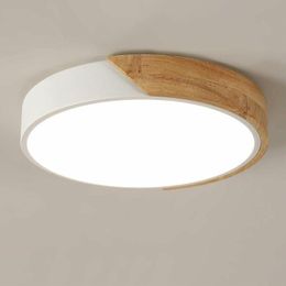 COMELY Holz -LED -Deckenleuchte 30W moderne runde Deckenlampe perfekt für Schlafzimmer Schlafzimmer Küche Wohnzimmer Büro Ø 30 cm weißes Licht 4500K