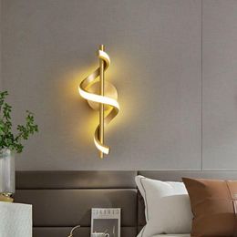 Wottes - Modern led Wandleuchte Innen Wandlampe Golden Spiral Wandbeleuchtung Warmweißes Licht