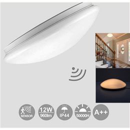 VINGO - Deckenleuchte mit Bewegungsmelder Badlampe 12W led Sensor Schlafzimmer Warmweiß - Weiß
