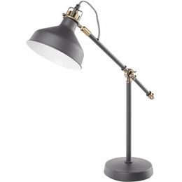 Design Tischlampe harry, E27-Fassung, Metall Nachttischlampe mit Netzkabel, graue Retro Leselampe mit verstellbarem Lampenarm, Z7611 - EMOS