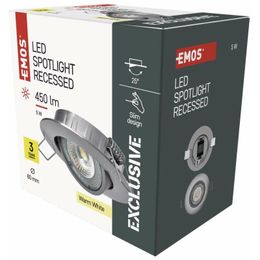 EMOS Led Einbauleuchte Exclusive Silber 5W / 230V / warmweiß 3000 k / 450 Lumen / energiesparend, ZD3221