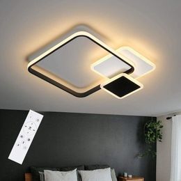 Neuwertig] ZMH Deckenlampe led Wohnzimmer dimmbar Modern Design Schlafzimmerlampe Schwarz weiß aus Eisen Aluminium und Acryl mit Fernbedienung auch