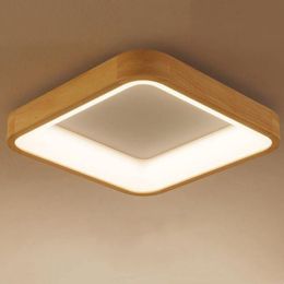 Wottes - led Modern Deckenleuchte Holz Deckenlampe Halb Eingebettete Pendelleuchte Warmweißes Licht