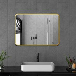 Spiegel Schwarz 60x80cm Gold Spiegel Rechteckiger Metallrahmen Wandspiegel für Badezimmer, Waschräume, Schlafzimmer - Boromal
