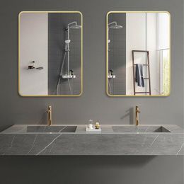 Badspiegel 60x80cm Wandspiegel Gold Metall Badezimmerspiegel Badzimmer Spiegel - Boromal