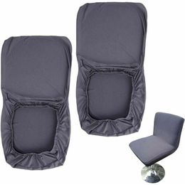 Set mit 2 dunkelgrauen Barhockerbezügen mit Stretch-Rückenlehnenbezug für Short Swivel Dining Chair