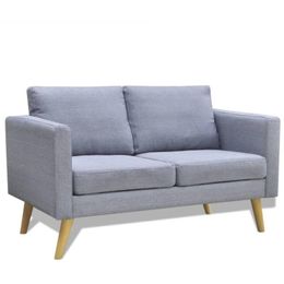 Sofa 2-Sitzer Stoff Hellgrau - Grau - Prolenta Premium