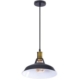 Vintage Pendelleuchte Lampenschirm Hängelampe aus Metall Edisen E27 Lampe für Loft Esszimmer Wohnzimmer Flur Schwarz & Weiß - 1PCS