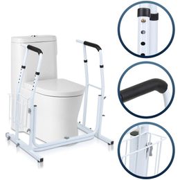 VINGO - wc Aufstehhilfe Duschhocker & -sitze Klappgriff inkl. Ablagekorb Mobile rutschfeste Toilettenstütze - Weiß