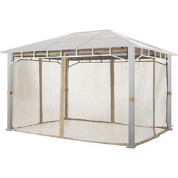 Toolport Moskitonetz für Gartenpavillon Sunset Deluxe 3x4 m - Polyester - Insektengitter mit Reißverschluss - champagner - champagnerfarben