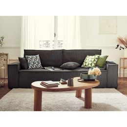 Dellia – 3-sitzer sofa mit schlaffunktion – mit bettkasten – aus cord – zeitgenössischer stil - dunkelgrau - Dunkelgrau