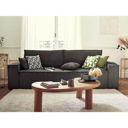 Bestmobilier - Dellia – 3-sitzer sofa mit schlaffunktion – mit bettkasten – aus cord – zeitgenössischer stil - dunkelgrau