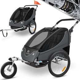 Kesser - Kinderanhänger Fahrradanhänger 360° Drehbar mit Federung 2in1 Joggerfunktion Kinderfahrradanhänger + 5-Punkt Gurt Jogger Fahrrad Anhänger