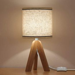 Nachttischlampe Holz Moderne Tischlampe E27 Basis Für Schlafzimmer, Wohnzimmer, Büro (Glühbirne nicht enthalten)