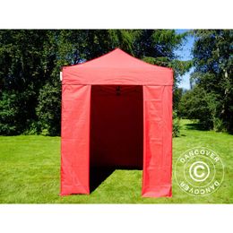 Dancover Faltzelt Faltpavillon Wasserdicht FleXtents Basic v.2, 2x2m Rot, mit 4 Seitenwänden - Rot