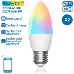 Led glühbirne smart wifi E27 6.5W rgb alexa google home 2 stück