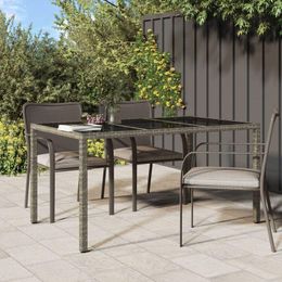 Gartentisch,Terrassentisch,Gartenmöbel,Balkontisch 150x90x75 cm Hartglas und Poly Rattan Grau VMEC529218 MAISONCHIC