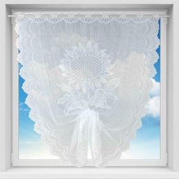 Schwalbenschwanz Bistrogardine in weiß (BxL) 100 x 160 cm - Design: Sonnenblumen - Sonnenblumen