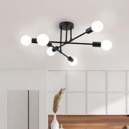 Deckenleuchte 6x E27 Pendelleuchte Vintage Industrial Innenlicht Lampe für Küche Schlafzimmer Wohnzimmer Schwarz