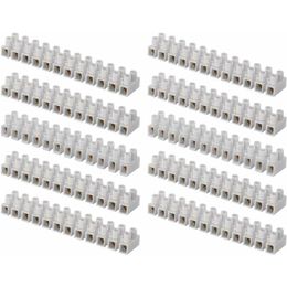 10er Pack Anschlussklemme für 2,5 mm² - 10 mm² Draht, 10x Riegel mit 12 Stück, 450 V/57 a, weiß, A4003 - EMOS