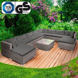 Brast Gartenmöbel Lounge Sofa Couch Set Freedom Grau Poly-Rattan für 9 Personen