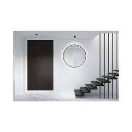 Talos Black Oros Light Spiegel rund � 100 cm � runder Wandspiegel in matt schwarz - Wandspiegel mit led - Badspiegel rund mit hochwertigen Aluminiumrahmen
