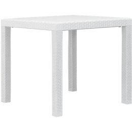 Gartentisch,Terrassentisch,Gartenmöbel Weiß 79 x 79 x 72 cm Kunststoff Rattan-Optik VMEC202849 MAISONCHIC
